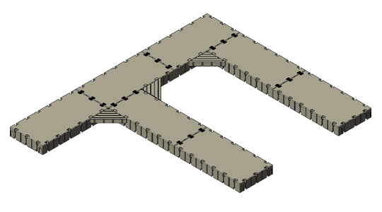 F-Shape dock, 30' Long x 25' Wide, with 60" Finger Docks - EZ Dock